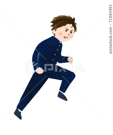 Boy in school uniform running desperately - Stock Illustration ...