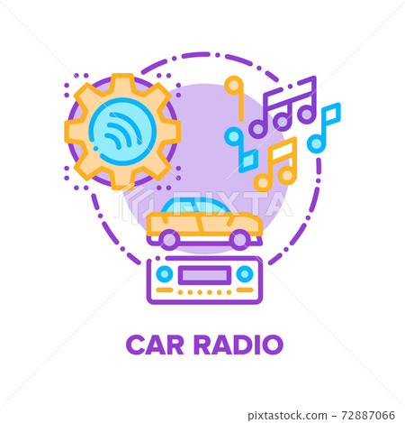 Car Radio Device Vector Concept Color Illustration - Stock Illustration ...