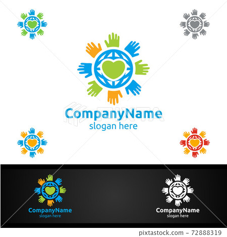 Colorful Children Hand Vector Logo Design for... - Stock Illustration ...
