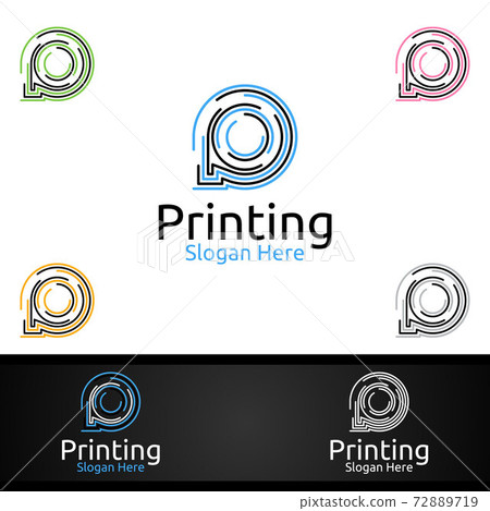 Letter P Printing Company Vector Logo Design... - Stock Illustration ...