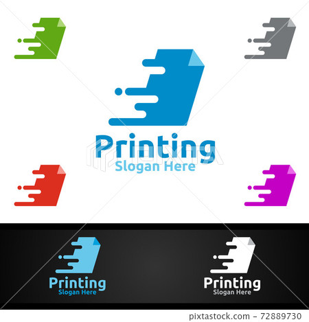 Fast Printing Company Vector Logo Design for... - Stock Illustration ...