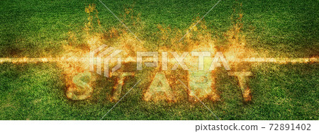 The starting line of the flames burning on the... - Stock Illustration ...