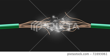 Effect of electrical cable burst with sparking... - Stock Illustration ...