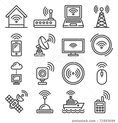 Wireless and Communications Icons Set on White... - Stock Illustration ...