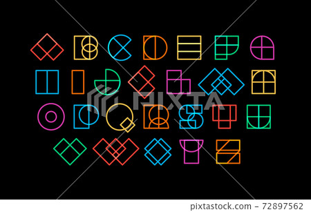 colored letters from geometric shapes,... - Stock Illustration ...