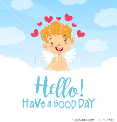 Hello, Have a Good Day Greeting Card, Adorable... - Stock Illustration ...
