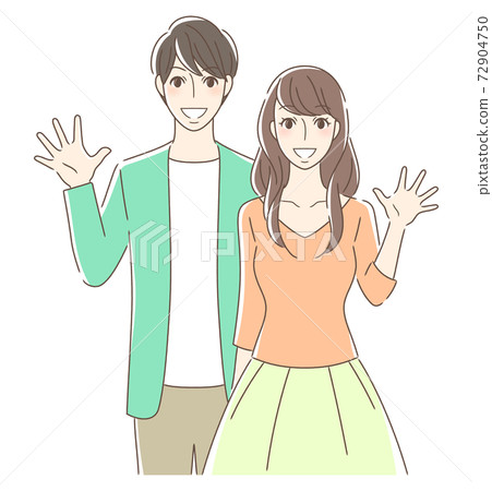 Couple waving - Stock Illustration [72904750] - PIXTA