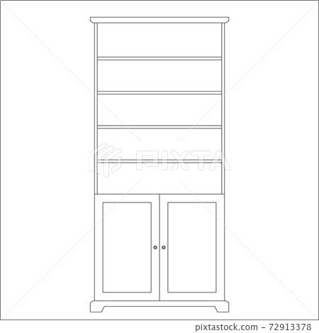 Vector illustration. Outline of a bookcase in... - Stock Illustration ...