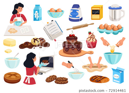 Homemade Cooking Ingredients Isolated Icons - Stock Illustration ...