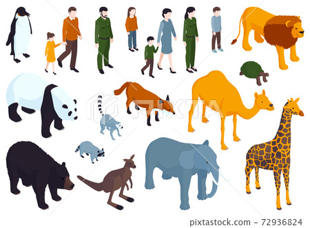 Isometric Zoo Icon Set - Stock Illustration [72936824] - PIXTA