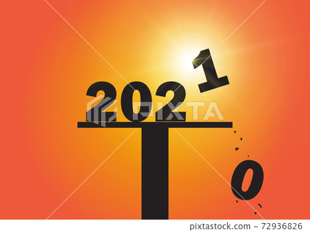 Silhouette of falling number zero and replacing... - Stock Illustration ...