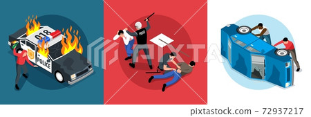 Protest Action Isometric Design Concept - Stock Illustration [72937217 ...
