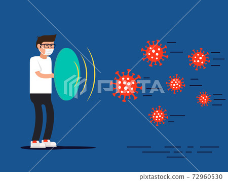 Cartoon man character fighting with virus.... - Stock Illustration ...