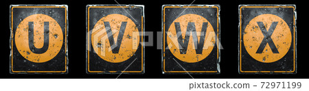 Set of public road sign orange and black color... - Stock Illustration ...