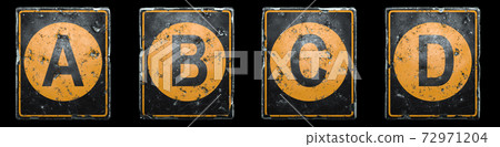 Set of public road sign orange and black color... - Stock Illustration ...