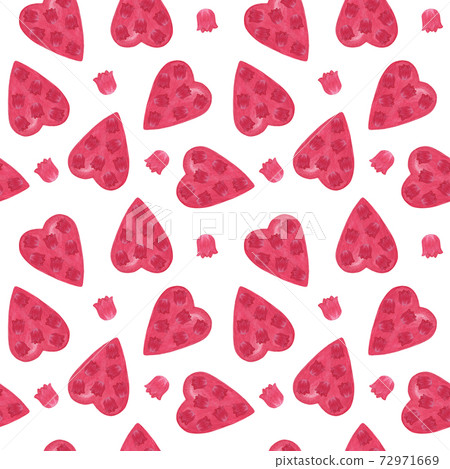 Red hearts repeat pattern, watercolor... - Stock Illustration [72971669 ...