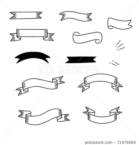 Handwritten style ribbon banner set - Stock Illustration [72976068] - PIXTA