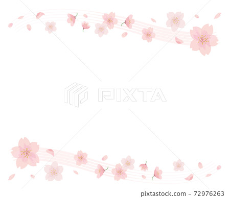 Sakura frame line watercolor hand-painted - Stock Illustration ...