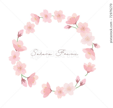 Sakura frame circle watercolor hand-painted - Stock Illustration ...