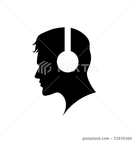 man with headphones vector flat musical logo...-插圖素材 [72976360] - PIXTA圖庫