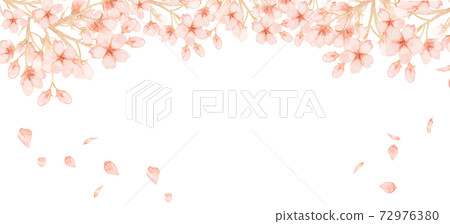 Horizontal frame Sakura Sakura Watercolor frame... - Stock Illustration ...