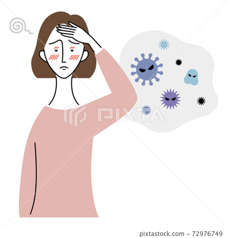 Woman with a cold and fever - Stock Illustration [72976749] - PIXTA