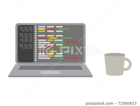 Coding laptop cup - Stock Illustration [72980653] - PIXTA