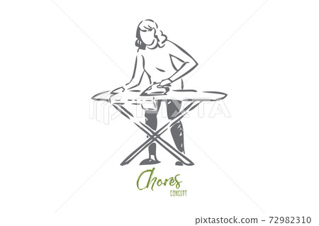 Ironing clothes concept sketch. Isolated vector... - Stock Illustration ...