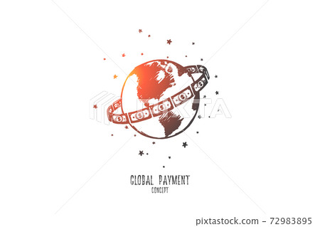 Global payment concept. Hand drawn isolated... - Stock Illustration ...