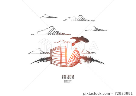 Freedom concept. Hand drawn isolated vector. - Stock Illustration ...