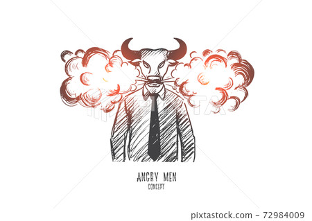 Angry man concept. Hand drawn isolated vector. - Stock Illustration ...