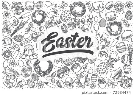 Hand drawn easter vector doodle set. - Stock Illustration [72984474 ...