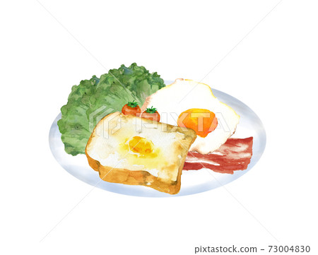 One plate breakfast watercolor - Stock Illustration [73004830] - PIXTA