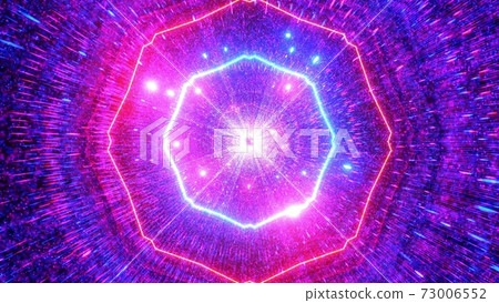 Glowing neon space tunnel with cool particles...-插圖素材 [73006552] - PIXTA圖庫