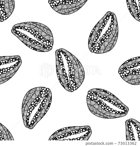 seamless pattern with conch shells on white... - Stock Illustration ...