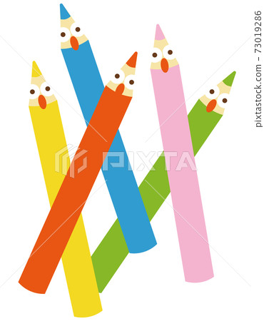 Pleasant friends of 5 colored pencils are... - Stock Illustration ...