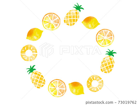 Yellow fruit_frame_watercolor 02 - Stock Illustration [73019762] - PIXTA