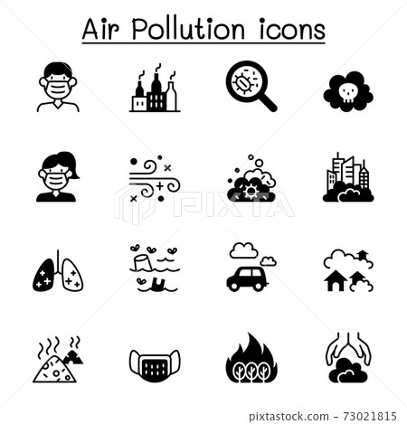 Air pollution & Virus disease icon set vector... - Stock Illustration ...