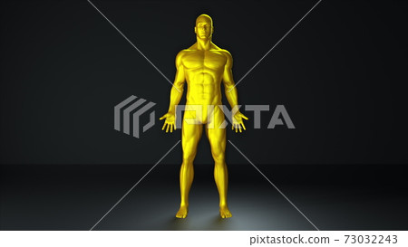 Demonstration of a golden man. Computer... - Stock Illustration ...