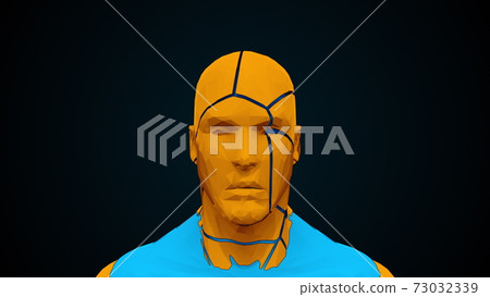 Futuristic human head with collapsing face.... - Stock Illustration ...