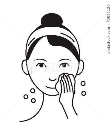 Washing face icon vector. Girl shows how to... - Stock Illustration ...