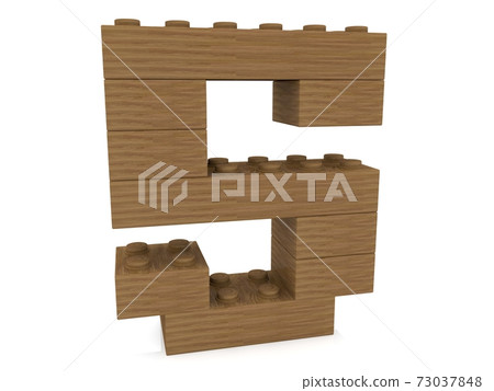 Number 5 concept built from toy wood bricks - Stock Illustration ...