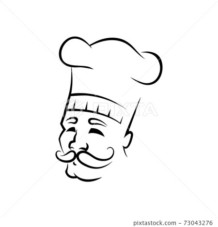 Smiling chef outline vector illustration - Stock Illustration [73043276 ...