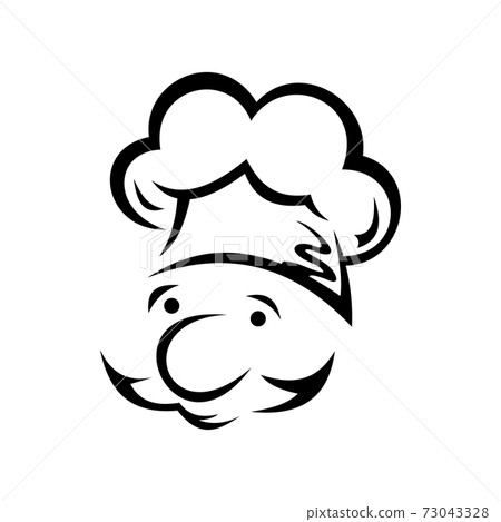 Outline chef cook in hat, head portrait - Stock Illustration [73043328 ...