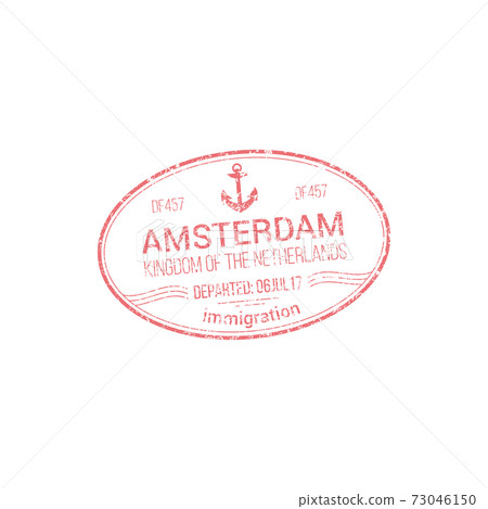Netherlands visa stamp Amsterdam border control - Stock Illustration ...
