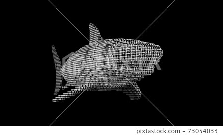 A shark made of many cubes on a black uniform... - Stock Illustration ...