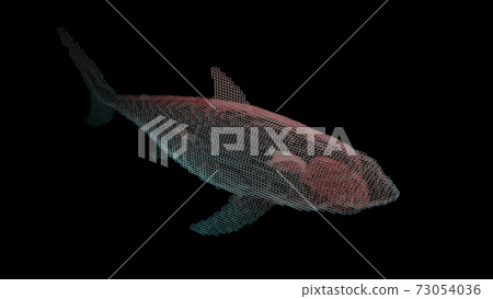 A shark made of many cubes on a black uniform... - Stock Illustration ...