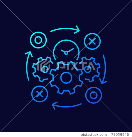 business process thin line icon on dark - Stock Illustration [73059946 ...