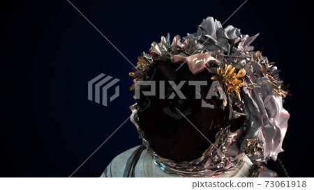 Cosmonaut with distortion helmet in a metal... - Stock Illustration ...