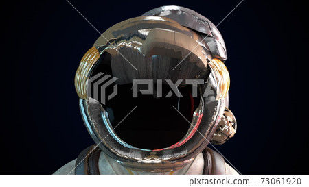 Cosmonaut with distortion helmet in a metal... - Stock Illustration ...